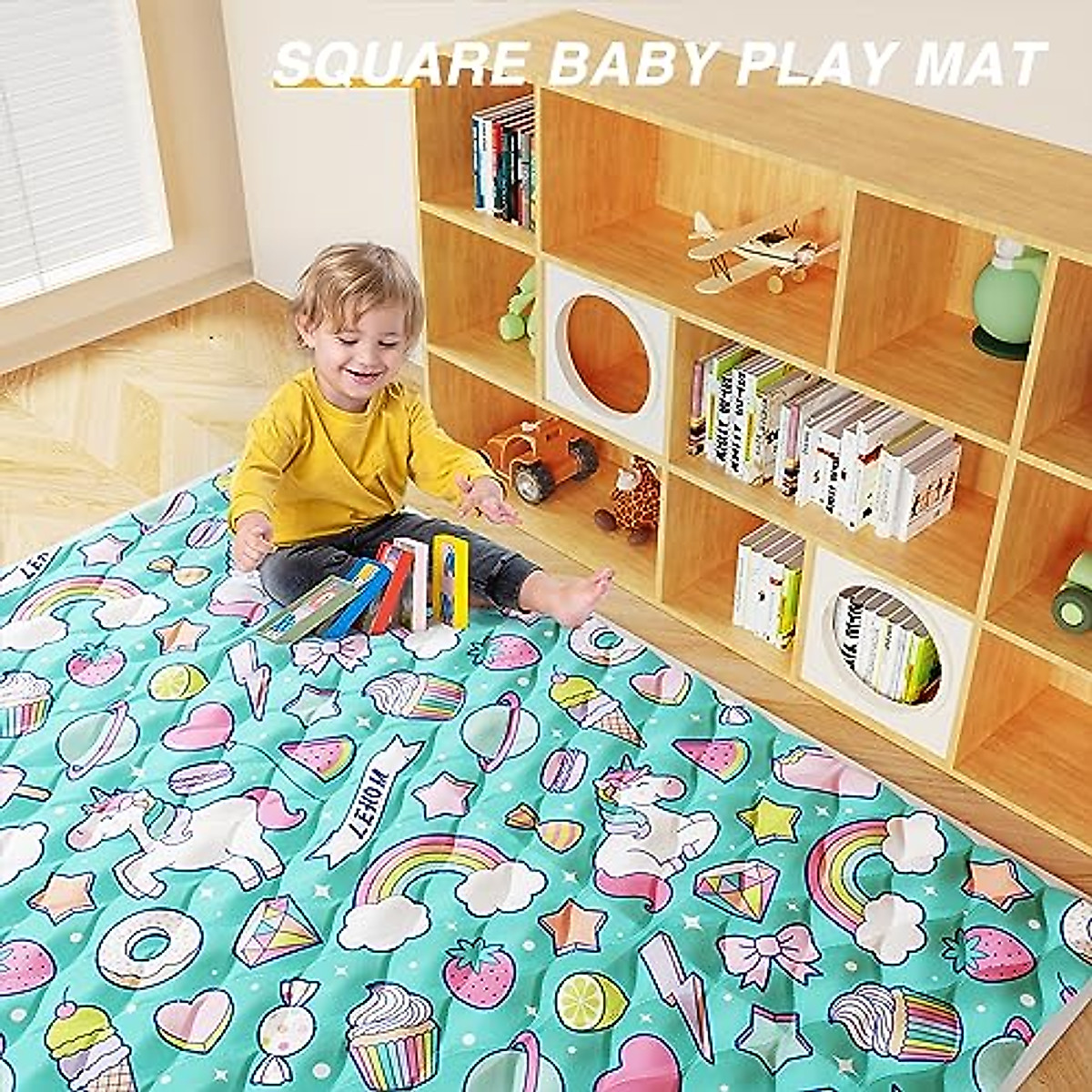 LEHOM Baby Play Mat 50" X 50" Baby Crawling Mat Thicken One-Piece Baby Playpen Playmat, Non-Slip Washable Baby Play Mat Baby Playmat Floor Mat for Infants Babies Toddlers Tummy Time Activity
