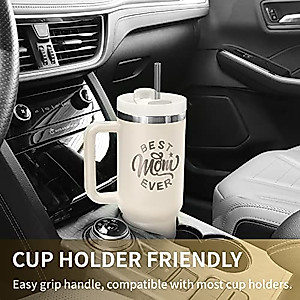 Gifts for Mom from Daughter Son 40 oz Tumbler with Handle and Straw for Mother in Law Wife Women Birthday Presents Mothers Day Gift Water Cup with Lid Insulated Travel Mug Stainless Steel Coffee Mug