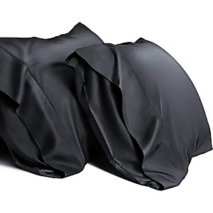 WishSmile Cooling Pillowcases Queen Pillow Cases Set of 2,Hair and Skin Friendly,Black,20x30 inches