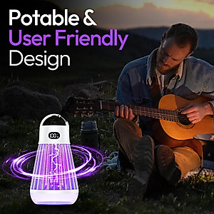 Zappify Zapper 2.0 Light Portable Bug Zapper, Indoor & Outdoor, Cordless Rechargeable Mosquito Zapper, Hanging Hook, 1500V High Voltage, Trap for Fly, Insect, Mosquito & Bugs