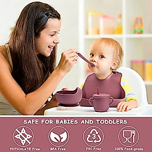 Mummentos Silicone Baby Feeding Set - Baby Led Weaning Supplies, Toddler Utensils, Transition Sippy Cups For Baby, Baberos Para Bebe, Suction Plates For Baby, Silicone Bibs For Babies.