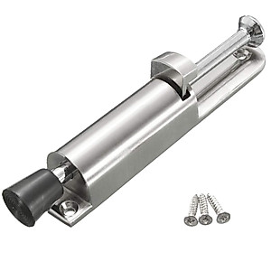 Spring Loaded Telescopic Door Stopper,Easy Step Door Stop,Adjustable Height Heavy Duty Kick Down Door Stop, Silver