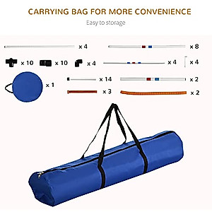 PawHut Dog Agility Equipments, 5 Pieces Obstacle Courses Training Starter Kit, Pet Outdoor Games of Tunnel, Dog Jump, Hoop, Weave Poles, Pause Box and Easy Carry Case