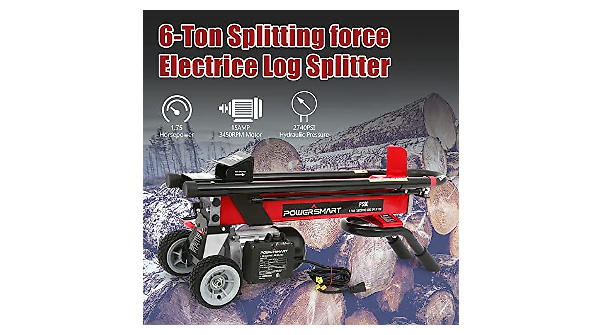 PowerSmart 6-Ton Electric Log Splitter | Portable & Quiet Firewood ...