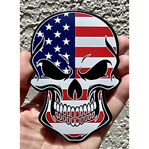 WickedGoodz American Flag Skull Refrigerator Magnet - Patriotic US Magnetic Car Decal