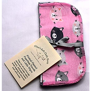 1 Ply Printed Flannel Little Wipes 8x8 Inches Set of 5 The Cats Meow