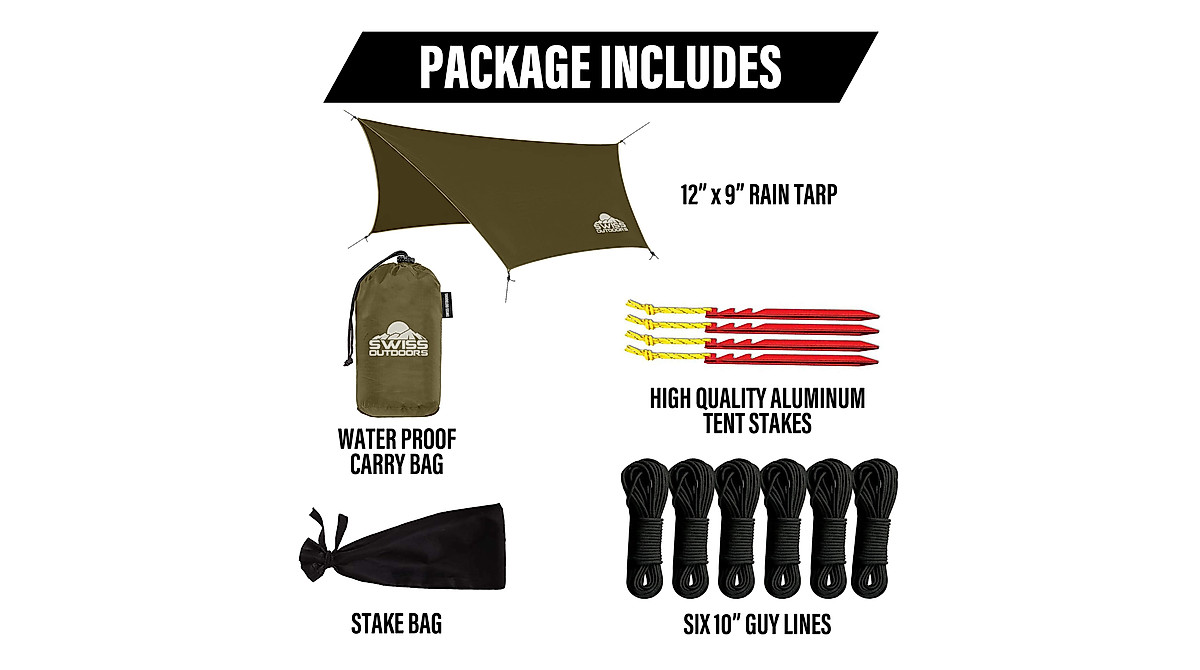 Swiss Outdoors Rain Fly Tarp - Waterproof Shelter Canopy