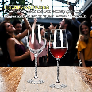 sugarchef Wine Glasses 2 Pieces Long Stem Filled with Crystals Elegant Wine Glasses for Home,Wedding, Parties, Anniversary (Silver)