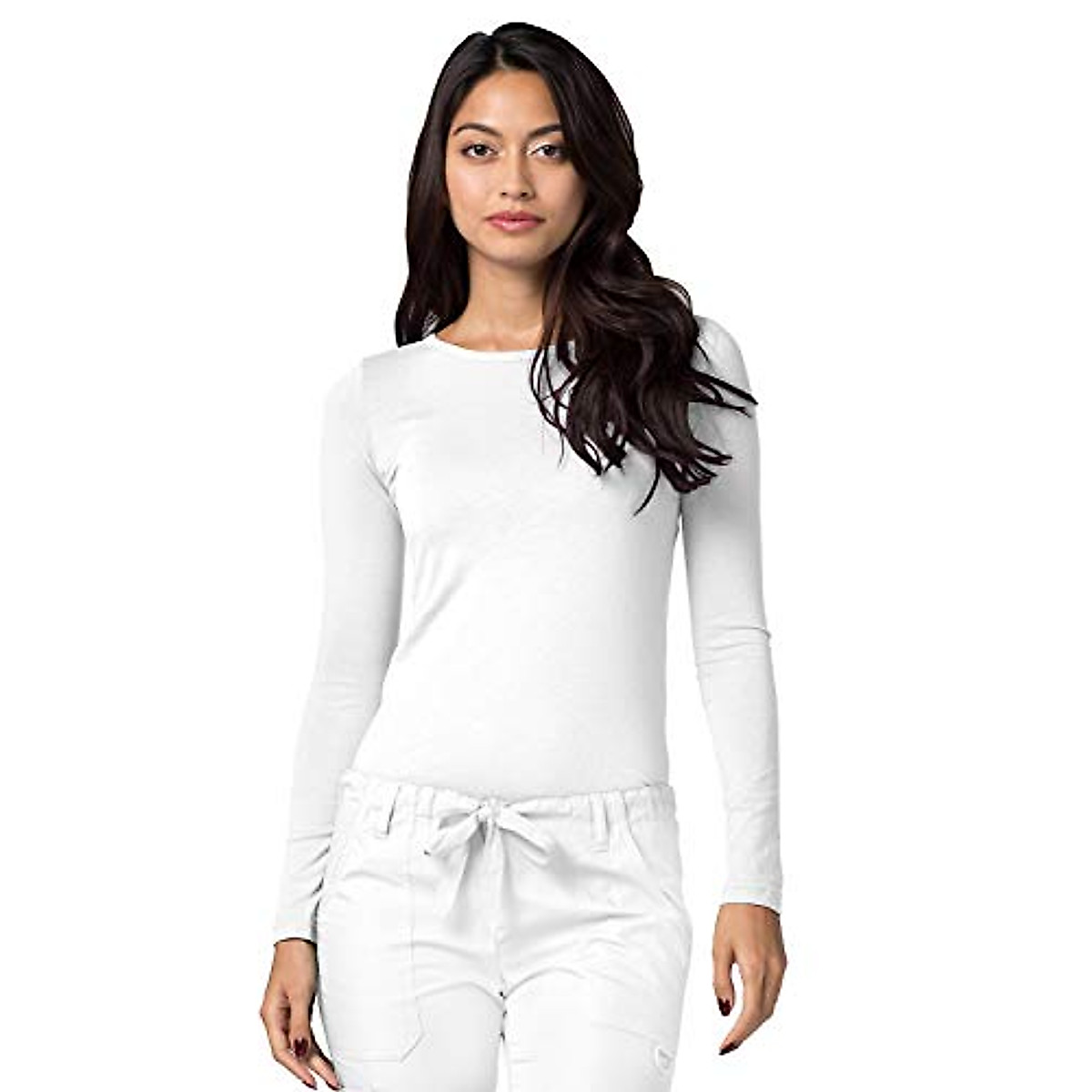 Adar Uniforms Underscrubs for Women 3 Pack, Long Sleeve Underscrub Comfort Tee, 2903, Black/Dark Marl Gray/White, S