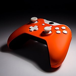 eXtremeRate Custom Design Unique Top Shell Case Front Housing Replacement Faceplate Kits for Xbox One Remote Controller Cover (Soft Touch Orange)