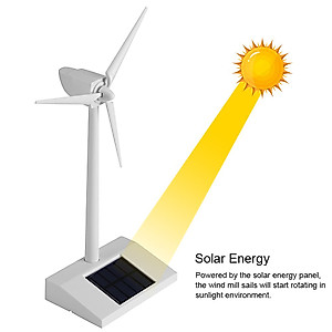 Mini Solar Energy Wind Mill Toy, Desktop Wind Turbine Model Solar Powered Windmills, Home Decor Garden Desk Ornament Education Fan (Best Children/Friends)