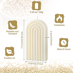 Arch Shaped Candles Geometric Scented Aesthetic Candle Geometric U Shaped Candles Minimalist Candle Aroma Wax Art Decorative Soy Scented Candle for Spa Yoga Birthday Gift Home Party Decor (White)