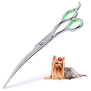 LovinPet Pet Grooming Scissors Professional Dog Cat Grooming Shears with Round Blunt Tip Stainless Steel, Dog Curved Scissors for Grooming Cats Dogs Grooming Tools