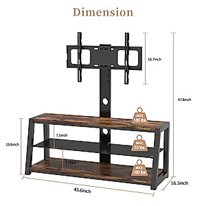 Universal TV Stand Wooden Swivel TV Stand with Storage for 32'' - 65'' TV. Height Adjustable Floor TV Stand with Tempered Glass. Entertainment Center with Mounting TV Stand