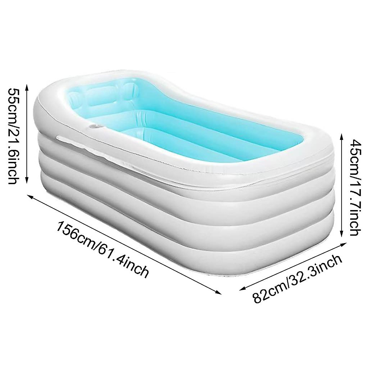 ZONAKS Portable Inflatable Bathtub with Built-in Electric Pump, Large Ergonomic Backrest Freestanding Bath Tub for Adult Home Spa and Hot Bath and Ice Bath, for Indoor & Outdoor, White