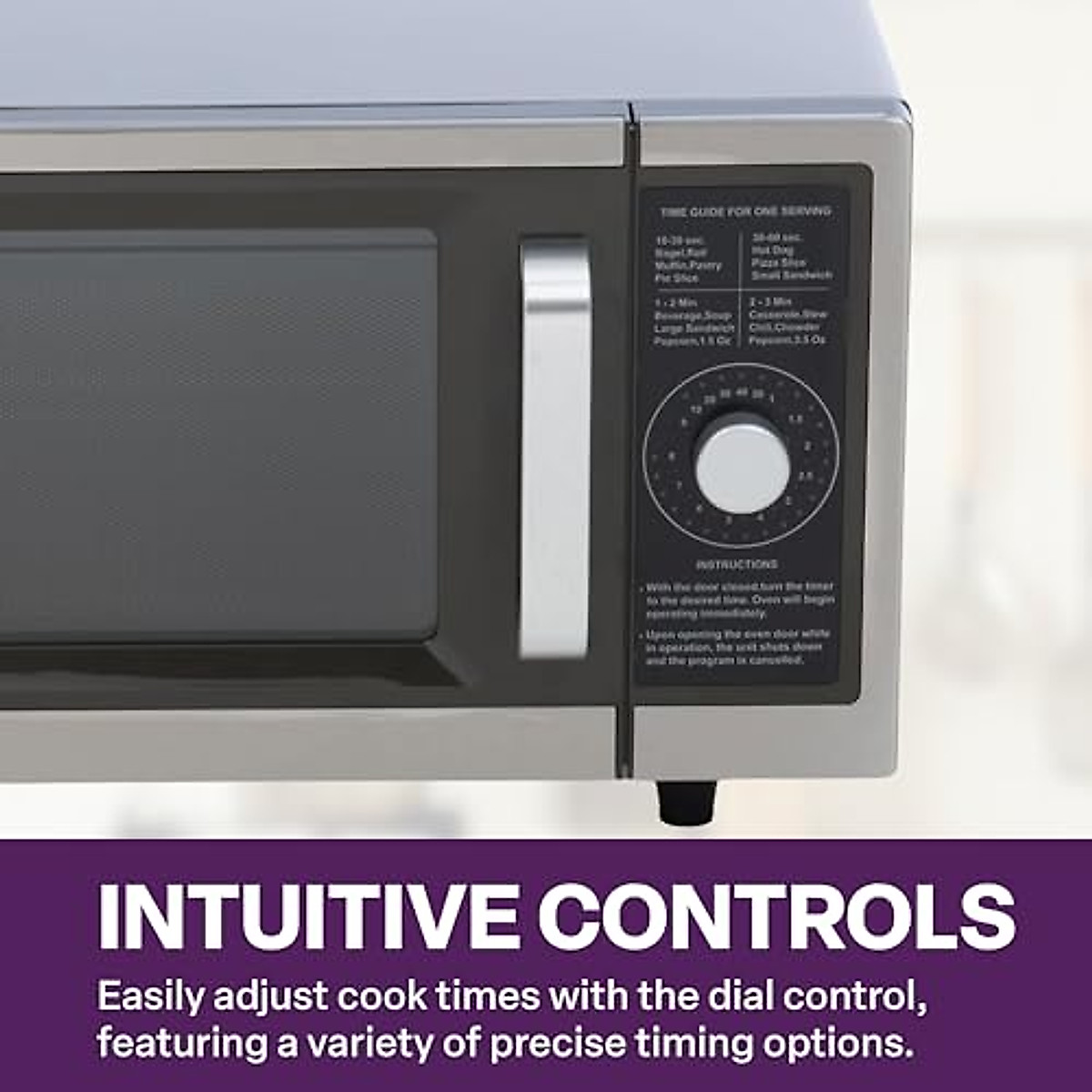 A-to-Z Supply Commercial Microwave with Dial Control, 1 Cubic Feet Interior, Stainless Steel, 1000 Watts, UL and NSF Approved
