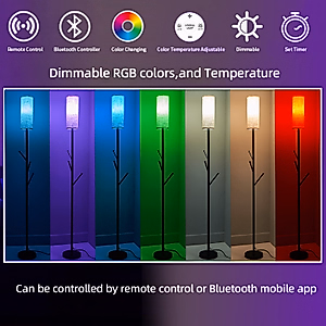 Floor Lamps with Coat Rack, Standing Lamp with Hanger Simple Design,Modern Floor Lamp with Shade Pedal Switch and Remote Control Smart LED RGB Bulb Included for offic;Bedroom;Living Room.