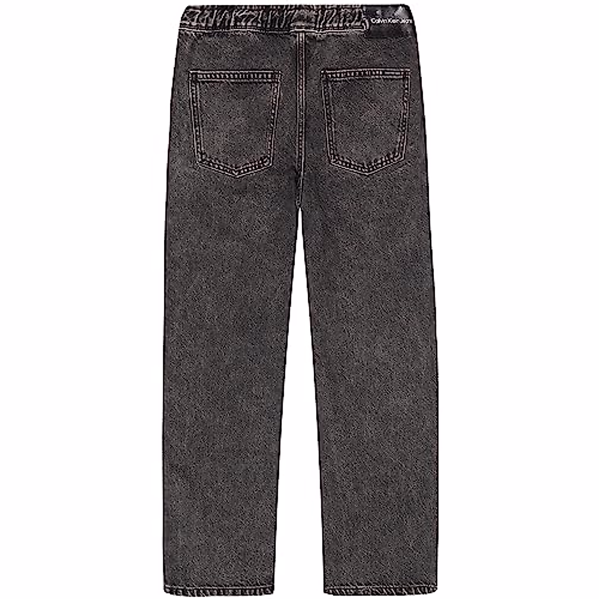 Calvin Klein Boys' Pull-On Stretch Denim Jeans, 4-Pocket Style & Drawstring Closure, Charcoal Acid, 14-16