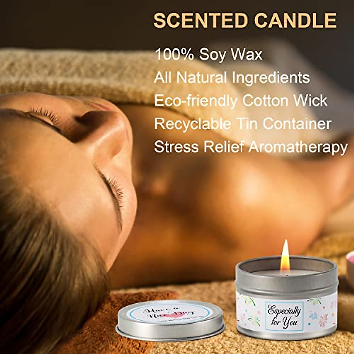 Unique Gift Basket for Woman - 12 oz Insulated Tumbler with Shampoo Bar, Scented Candle, Jewelry Tray, Aromatherapy Shower Steamers - Best Gift for Mother's Day Birthday Christmas Valentine's Day