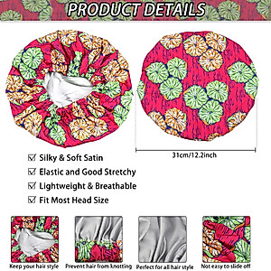 6 Packs Double Layer Satin Bonnet for Women Silk African Print Sleep Cap Head Scarf Large Head Wrap Soft Night Sleeping Hat Adjustable for Long Curly Natural Hair Braids