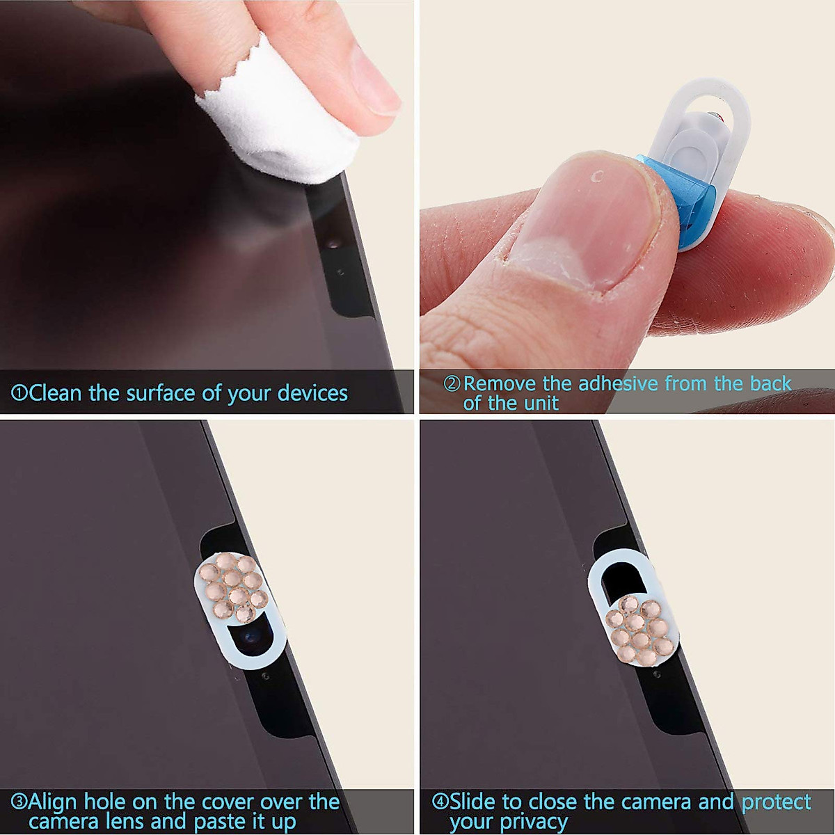 SOLUSTRE 3pcs Camera Privacy Cover webcam cover for laptop black camera cover webcam cover slide Tablet Camera Cover laptop webcam cover camera cover slide protection cap cell phone