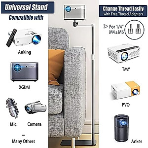 Projector Stand, Projector Floor Stand Mount Adjustable Height 16-50 Inch (Include Ball Head) Universal Projector Stand Behind Sofa Bed 360° Rotation Compatible with XGIMI AuKing Anker and Other
