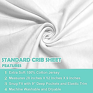 TL Care 3 Pack Fitted Crib Sheets 28" x 52", Soft Breathable Neutral 100% Cotton Jersey Sheet, White, for Boys and Girls, Fits Crib and Toddler Bed mattresses