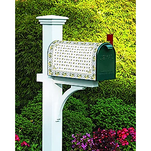 BOSIJOY Mailbox Covers Pastoral Lemon Green Leaf Mailbox Cover Magnetic Standard Size,Farm Floral Blue Vintage Tiles Mailbox Wraps Post Box Cover for Outdoor Garden Yard Patio Decor Mailbox Decals