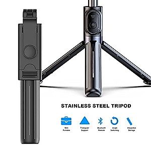 Absob Selfie Stick Tripod, All in One Extendable Portable 43" iPhone Tripod Selfie Stick with Bluetoioth Wireless Remote Compatible with iPhone 13 12 11 pro Xs Max Xr X Galaxy Note10/S20/S10