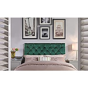 Iconic Home Rivka Headboard Velvet Upholstered Diamond Button Tufted Modern Transitional, Twin, Green