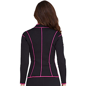 YouNaiJia Women's Wetsuit Top, 2mm Neoprene Wetsuit Jacket Long Sleeve Front Zip Wetsuit Shirt for Swimming Water Aerobics Diving (Y2, L)