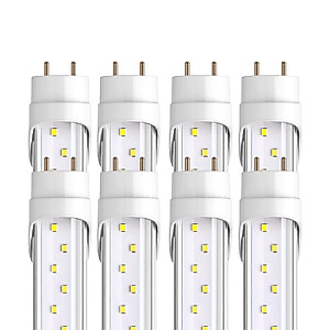 Barrina 8 Packs T8 LED Bulbs 4 Foot G13 24W 6000K Cool Daylight, T8 T10 T12 4FT Fluorescent Light Bulbs, Dual-End Powered, Replacement for Fluorescent Tubes, Remove Ballast, Clear Cover, ETL Listed