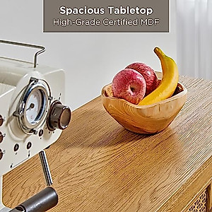 AMERLIFE 63" Sideboard Buffets Cabinet, 2-Adjustable Shelves Sideboard with 4 Doors, Large Accent Storage Credenzas for Living Room, Dining Room, Bedroom, Natural