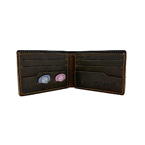 Anthology Gear Minimalist Bi-fold Leather Wallet - with Guitar Pick Holder Full Grain Leather (Whiskey Brown)