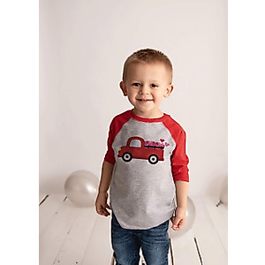 7 ate 9 Apparel Kid's Love Truck Valentine's Day Red Raglan Shirt 5T