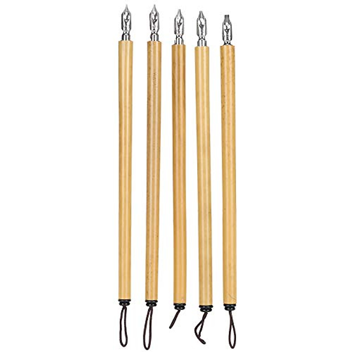 Comic Dip Pen Set, 5Pcs Calligraphy Dip Pen Set with 5 Nibs Wooden Handler Artist Cartoon Pen Set Cartoon Painting Tool Art Supplies Signature Pen Business Present(No.1‑5 Nib) Pens