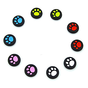 yueton 5 Pairs Replacement Cat Pad Style Silicone Analog Controller Joystick Thumb Stick Grip Cap Cover for Sony Playstation 4 Controller