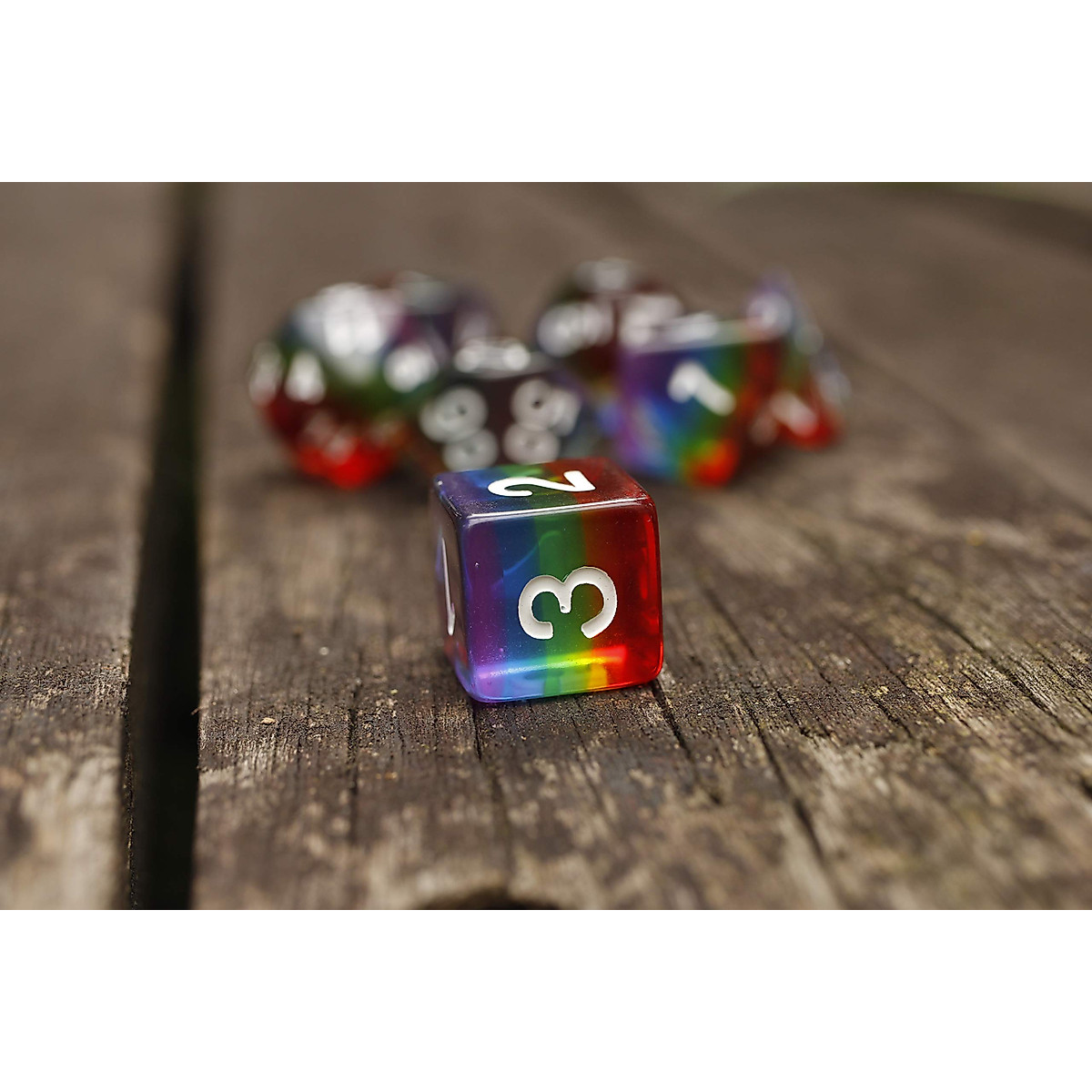 HD Polyhedral DND Dice Set RPG Rainbow Dice for Dungeons and Dragons(D&D) Role Playing Game,MTG,Pathfinder,Table Game,Math Games Dice Set with Dice Pouch