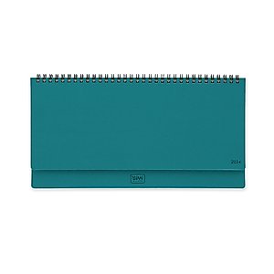 Legami - Desk Planning, 13 Months, from January 2024 to January 2025, Spiral Binding, One Week by Page, Holiday Plan, International Parties, Address Book, 29x15 cm, Malachite green