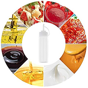 Jumbo 4 PCS 32oz Squeeze Bottle, Condiment Squeeze Bottles,Plastic Squeeze Squirt Bottles with Twist On Cap Lids and Discrete Measurements Perfect for Ketchup,BBQ,Sauces,Condiments,Paint and More