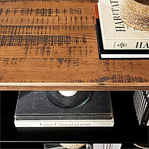 Walker Edison 2 Tier Modern Farmhouse Wood Bookcase Bookshelf Storage Home Office Storage Cabinet, 52 Inch, Black