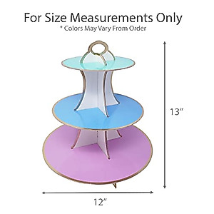 3-Tier Dessert & Cupcake Decorative Serving Tray Stand for Birthdays and All Themed Parties & Events, 2 Serving Towers Per Pack (Pastel Rainbow)