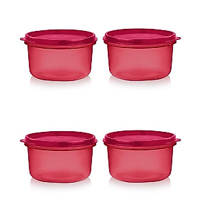 New Tupperware Serving Snack Cup Dip Dish Bowl 14oz / 400ml Set of 4 in Red