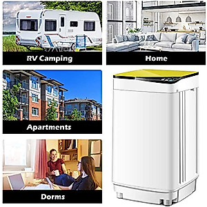 SAFEPLUS Portable Clothes Washing Machines,Automatic Small Washer and Spin Dryer 7.7 lbs Load Capacity Compact Laundry Washer with Built in Barrel Light for Apartments RVs and Small Space Living