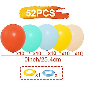 Pastel Balloons, 50PCS Yellow Orange Blue Nude Balloons for Rainbow Birthday Decorations, Here Come the son Baby Shower Decor, Wedding, Bridal Shower, Anniversary Party Supplies