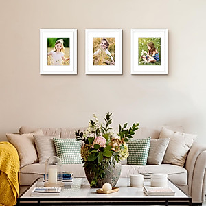 Golden State Art, Set of 2 White Photo Wood Frame 11x14 with Real Glass Mat for 8x10 Picture