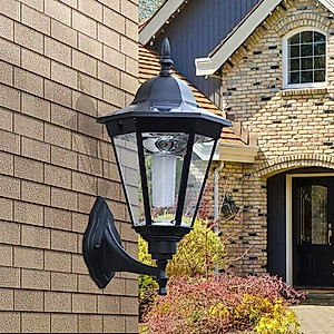 Ksovv LED Solar Glass Lantern Outdoor Aluminum Wall Lights Waterproof IP54 Home Garden Wall Sconce Anti-Rust Die-cast Aluminum Door Wall Lamps Terrace Intelligent Light