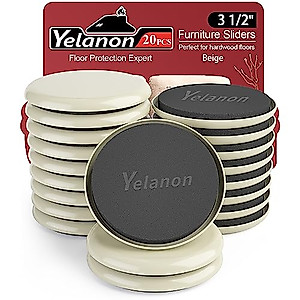 Yelanon Furniture Sliders, 20pcs-3 1/2” Furniture Sliders for Carpet, Furniture Pads Hardwoods Floors, Heavy Duty Furniture Movers Sliders, Reusable Moving Pads, Floor Protectors for Carpet
