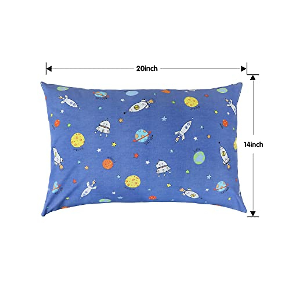 Space Kids Toddler Pillowcases, 2 Pack Cotton Pillow Cover, Soft Pillow Shams Travel Pillow Cases with Envelope Closure for Kids Bedding, 14x20Inch Pillow Case