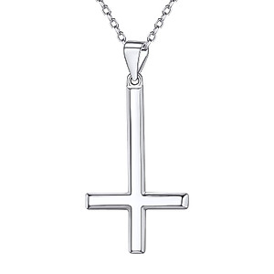 PROSTEEL Inverted Cross Necklace Men Satanic Jewelry Satanism Occult Devil 925 Sterling Silver Upside Down Cross